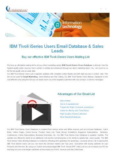 PPT – IBM Tivoli iseries User Database- USA PowerPoint presentation ...