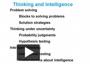 Thinking and Intelligence presentation | free to view