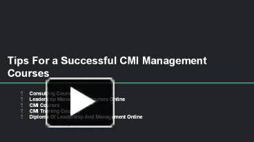 Detail On Successful CMI Management Courses presentation | free to download