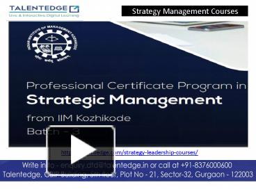 Strategic Management Course presentation | free to download