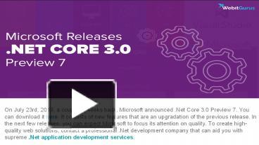 PPT – Microsoft Releases .Net Core 3.0 Preview 7 PowerPoint ...