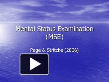 Mental Status Examination MSE presentation | free to view