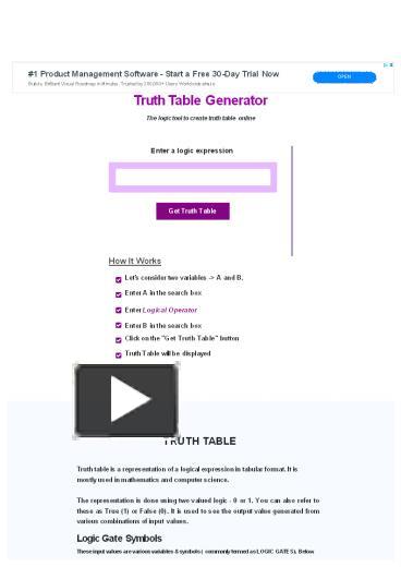 Truth Table Generator Online presentation | free to download