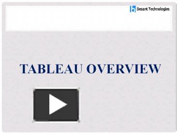 Tableau Overview presentation | free to download