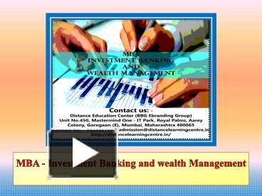 MBA - Investment Banking and wealth Management presentation | free to ...
