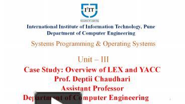 Overview of LEX and YACC - Department of Computer Engineering ...