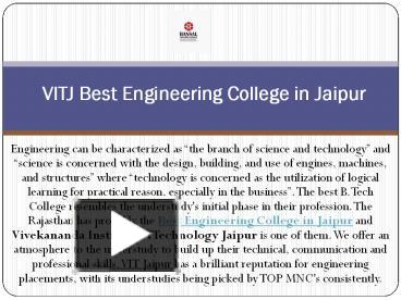 PPT – VITJ is Best Engineering College in Jaipur PowerPoint ...