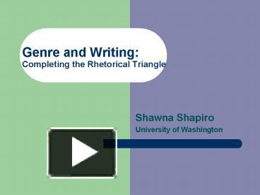 PPT – Genre and Writing: Completing the Rhetorical Triangle PowerPoint ...