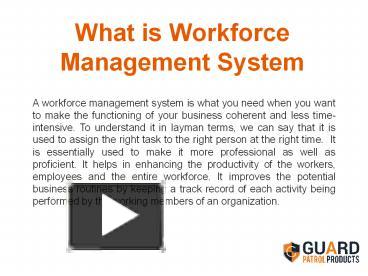 What is Workforce Management System presentation | free to download