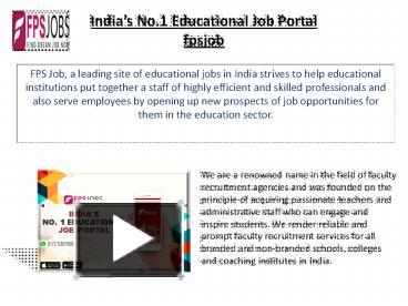 PPT – India's No 1 Educational Job Portals PowerPoint presentation ...
