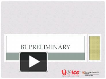 B1 Preliminary presentation | free to download