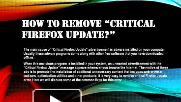 How to remove “Critical Firefox Update” Fake alerts (Update Scam ...