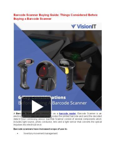 PPT – Barcode Scanner Buying Guide: Things Considered Before Buying a ...