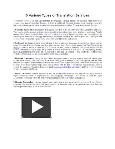5 Various Types of Translation Services presentation | free to download