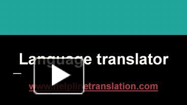 PPT – Language Translator PowerPoint presentation | free to download ...