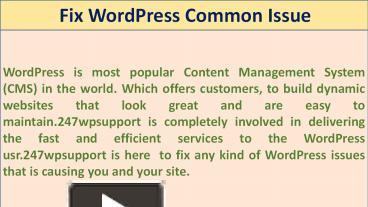 PPT – Fix WordPress Common Error PowerPoint presentation | free to ...