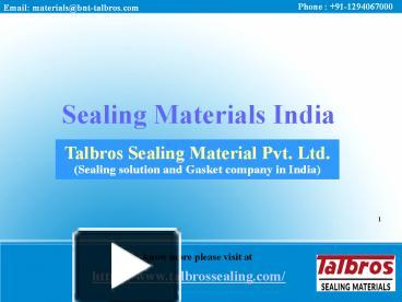 PPT – Sealing Materials India PowerPoint presentation | free to ...