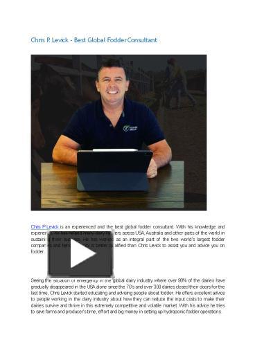 PPT – Chris P Levick - A Global Fodder Consultant PowerPoint ...