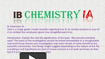 Ib Chemistry IA Teacher and Help Topics Assignment and Project Help ...