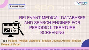 Relevant Medical Databases and Search Engines for Literature Screening ...