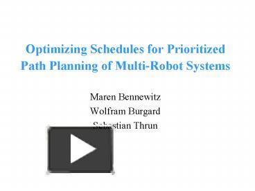 Optimizing Schedules for Prioritized Path Planning of MultiRobot ...