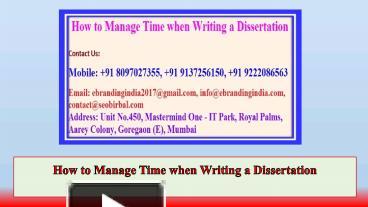 PPT – How to Manage Time When Writing a Dissertation PowerPoint ...
