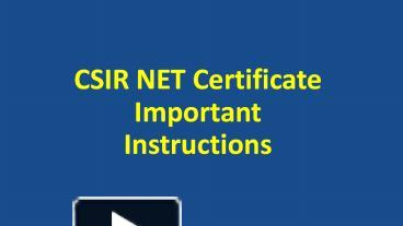 CSIR NET Certificate- Important Instructions! presentation | free to ...