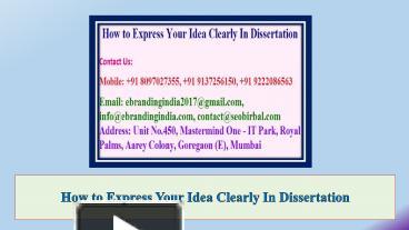 How to Express Your Idea Clearly in Dissertation presentation | free to ...