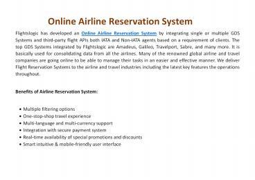 Online Airline Reservation System presentation | free to download
