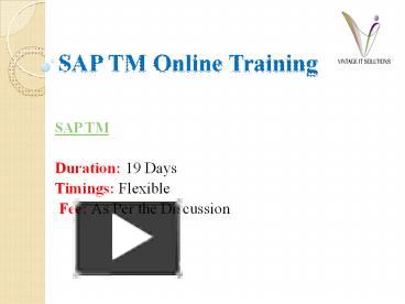 SAP TM PPT presentation | free to download