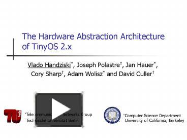 PPT – The Hardware Abstraction Architecture of TinyOS 2.x PowerPoint ...