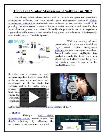 Best Visitor Management System - Smart Visitor Management System - SWYP ...