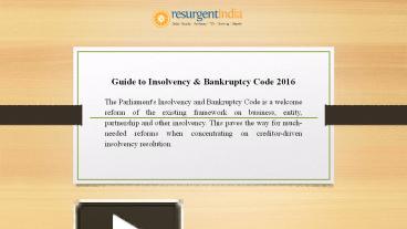 Guide for preparation of resolution plan under IBC presentation | free ...