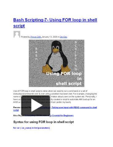 Bash Scripting-7- Using FOR loop in shell script presentation | free to ...