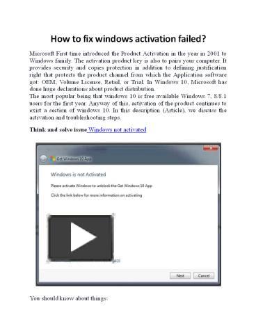How to fix windows activation failed presentation | free to download