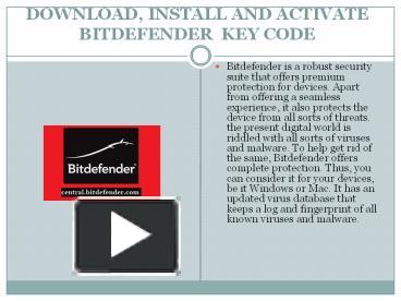 PPT – bitdefender.com/activate | INSTALL BITDEFENDER KEY CODE ...