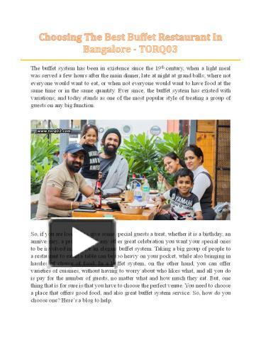 Choosing The Best Buffet Restaurant In Bangalore - TORQ03 presentation ...