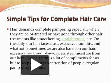 Simple Tips for Complete Hair Care presentation | free to download