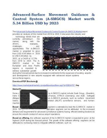 Advanced-Surface Movement Guidance & Control System (A-SMGCS) Market ...