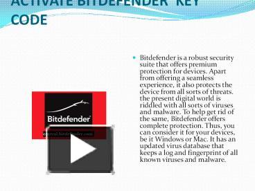 PPT – bitdefender.com/activate | DOWNLOAD AND INSTALL BITDEFENDER KEY ...