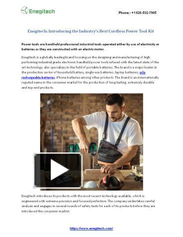 PPT – Enegitech: Introducing the Industry's Best Cordless Power Tool ...