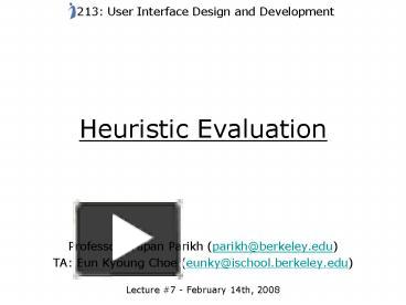 PPT – Heuristic Evaluation PowerPoint presentation | free to download ...