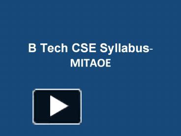 B Tech CSE Syllabus at MITAOE presentation | free to download