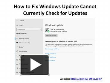 PPT – How to Fix Windows Update Cannot Currently Check for Updates ...
