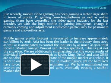 PPT – The Mobile Game Craze PowerPoint presentation | free to download ...
