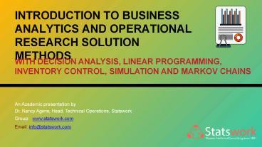 PPT – Introduction to Business Analytics and Operational Research ...