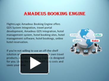 Amadeus Booking Engine presentation | free to download