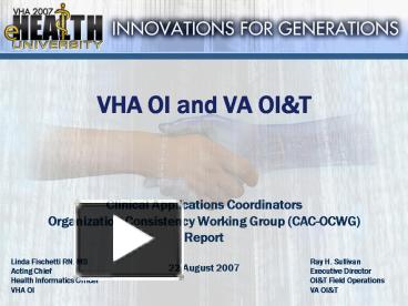 PPT – VHA OI and VA OI PowerPoint presentation | free to view - id ...