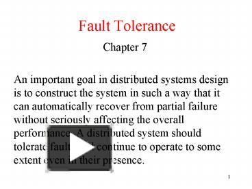 Fault Tolerance presentation | free to view