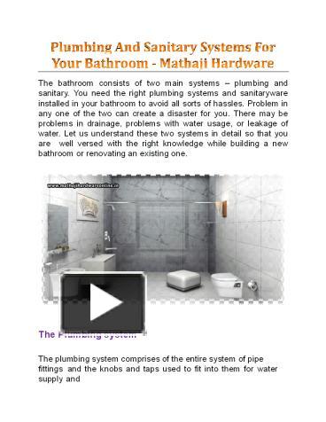 Plumbing And Sanitary Systems For Your Bathroom - Mathaji Hardware ...